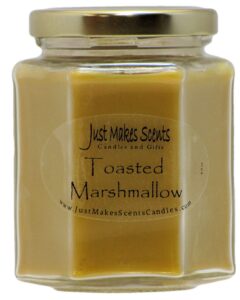 toasted marshmallow scented blended soy candle by just makes scents