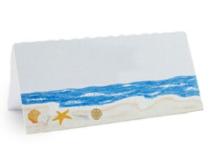 summer-ray 48 white beach themed shells by the sea wedding place cards