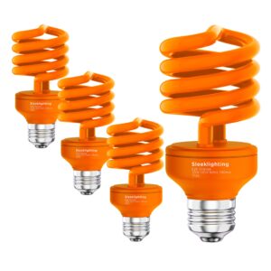 sleeklighting 23 watt t2 orange light spiral cfl light bulb, ul approved-, e26 medium base-energy saver (pack of 4)