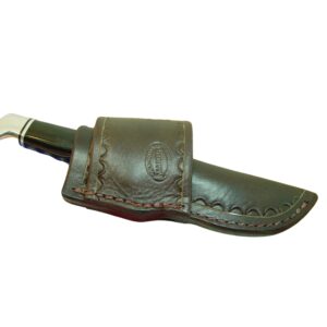 cross draw knife sheath for buck 103 knife, leather fixed blade knife holder, dyed dark brown