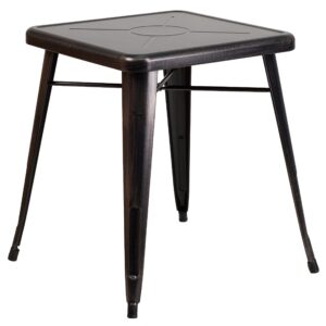 flash furniture prince commercial grade 23.75" square black-antique gold metal indoor-outdoor table