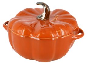 staub la cocotte special shape 40511-555 pumpkin cocotte 5.1 inches (13 cm) ceramic heat resistant storage container, microwave safe