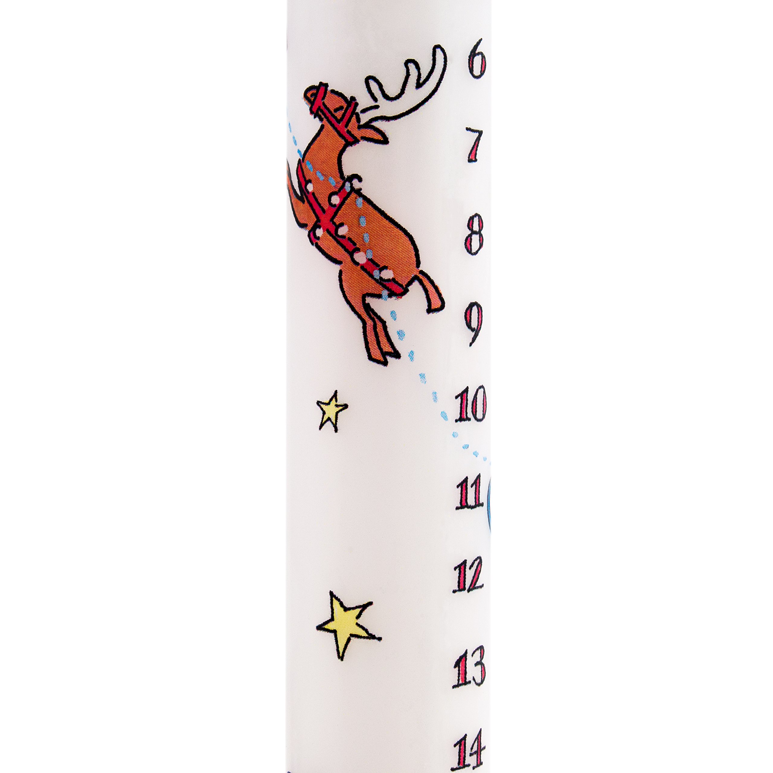 Alison Gardiner Famous Illustrator Advent Candle - Santa’s Sleigh Advent Countdown Candle with Reindeer & Stars - Unscented Wax Christmas Candle with 12 Hour Burn Time - Made in England