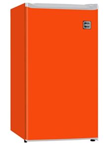 arctic chef mini refrigerator-freezer compartment-adjustable thermostat control-reversible doors-ideal for dorm, office, rv, garage, apartment-orange, 3.2 cu.ft