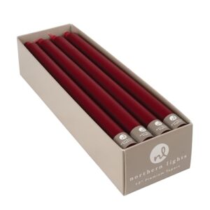 northern lights candles - 12" 12pk tapers - crimson - 72795