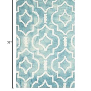 SAFAVIEH Dip Dye Collection 2' x 3' Turquoise/Ivory DDY538D Handmade Moroccan Watercolor Premium Wool Accent Rug