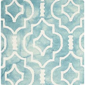 SAFAVIEH Dip Dye Collection 2' x 3' Turquoise/Ivory DDY538D Handmade Moroccan Watercolor Premium Wool Accent Rug