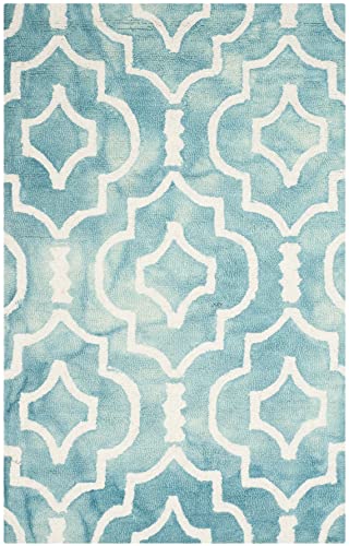 SAFAVIEH Dip Dye Collection 2' x 3' Turquoise/Ivory DDY538D Handmade Moroccan Watercolor Premium Wool Accent Rug