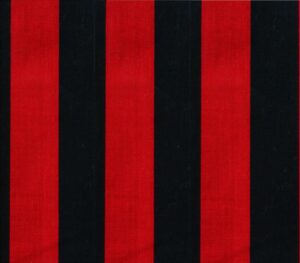 polycotton fabric printed medium stripes red black / 60" wide/sold by the yard