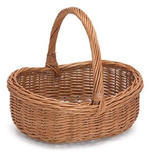 prestige wicker willow basket with handle, natural, 43x36x35 cm