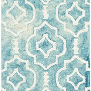 SAFAVIEH Dip Dye Collection 2' x 3' Turquoise/Ivory DDY538D Handmade Moroccan Watercolor Premium Wool Accent Rug