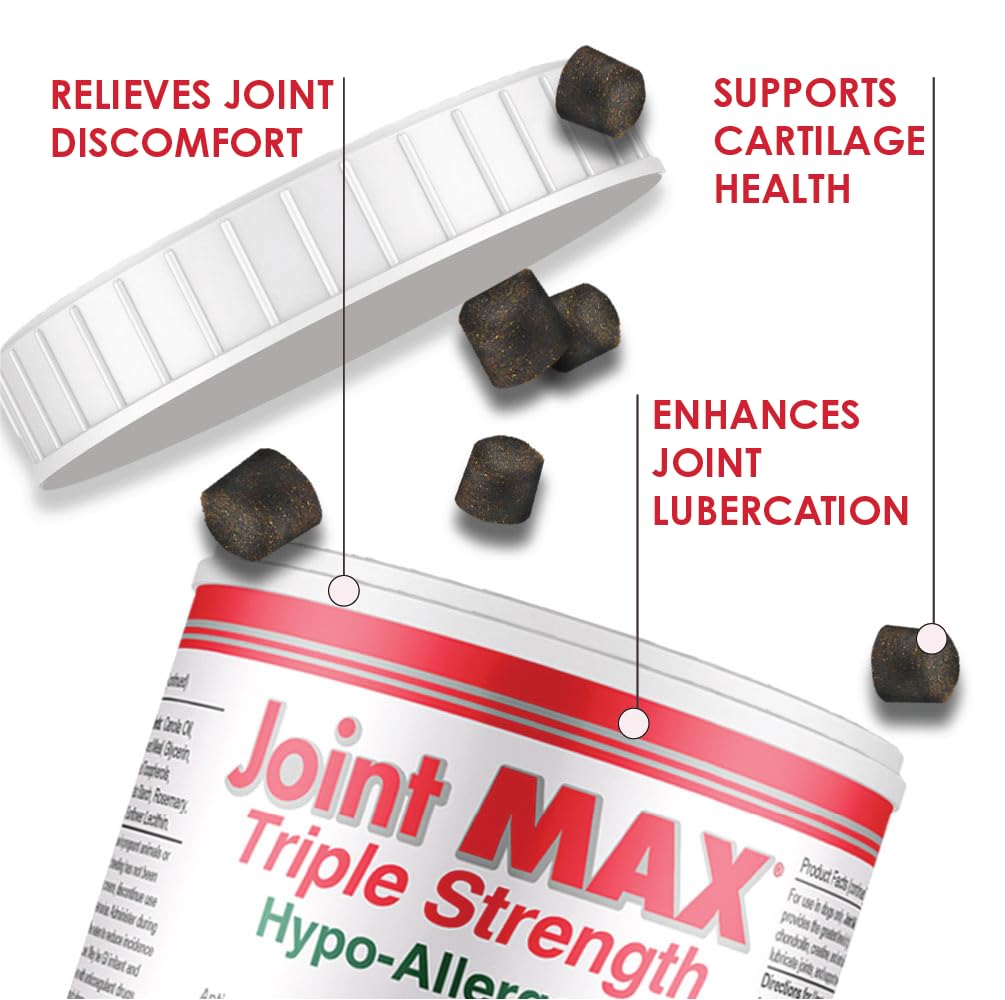 Joint MAX Triple Strength Hypo-Allergenic Soft Chews for Dogs - Hip and Joint Support Supplement with Glucosamine, Chondroitin, & MSM - Made in The USA - 120 Soft Chews