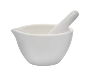 eisco porcelain mortar & pestle set, 9oz (275ml) - unglazed grinding surface - excellent for kitchen or laboratory - grinds powdered chemicals, herbs & spices - pill crusher - white