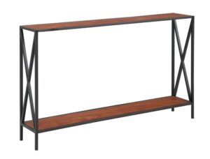 convenience concepts tucson console table 47.25" - modern sofa table with storage shelf, entryway hall table for living room, cherry/black