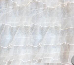 organza ruffle mesh fabric 54" wide sold by the yard (white)