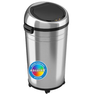 itouchless 23 gallon commercial size sensor trash can with absorbx odor control system, touchless garbage bin for office, kitchen, brushed stainless steel