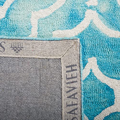 SAFAVIEH Dip Dye Collection 2' x 3' Turquoise/Ivory DDY538D Handmade Moroccan Watercolor Premium Wool Accent Rug