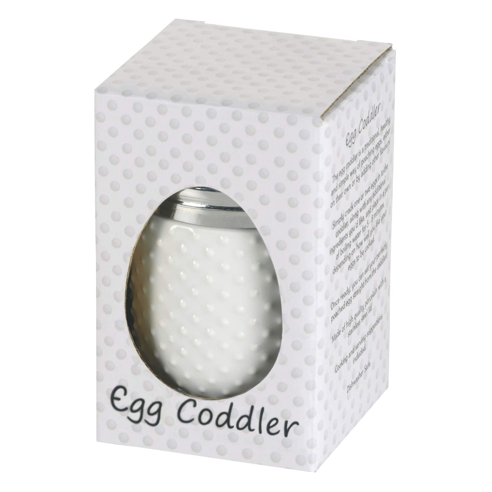 DRH Egg Coddler with White Dots For Easy Cook Meals and Ways To Cook Eggs In Porcelain Dish