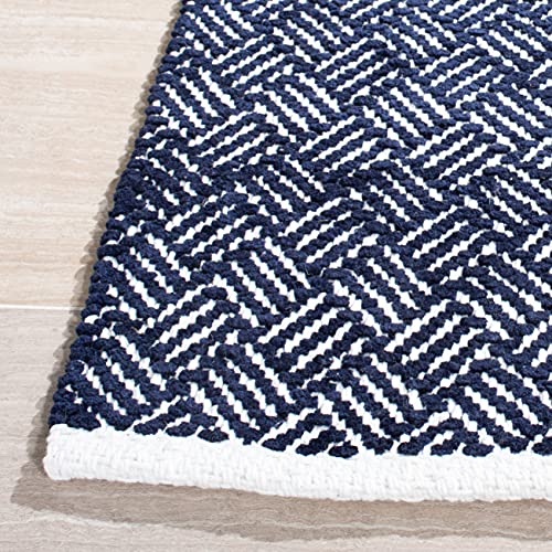 SAFAVIEH Boston Collection 2'6" x 4' Navy BOS680D Handmade Flatweave Cotton Accent Rug