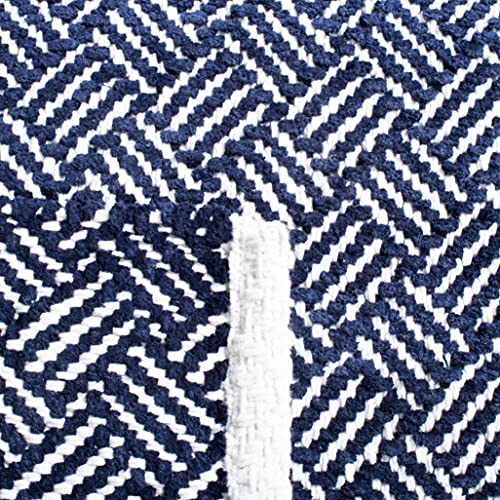 SAFAVIEH Boston Collection 2'6" x 4' Navy BOS680D Handmade Flatweave Cotton Accent Rug