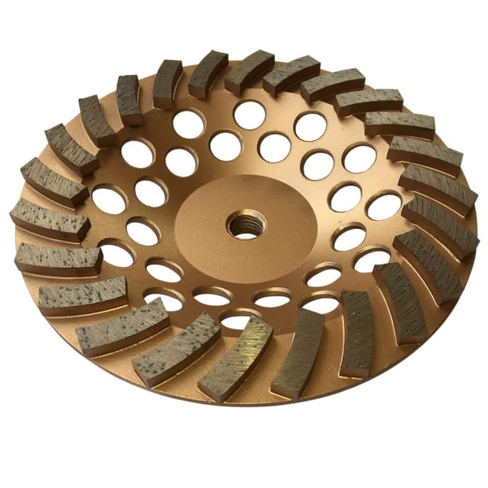 7" Diamond Grinding Wheels for Concrete or Masonry, 24 Turbo Segments, #30/40 Grit, Medium Bond, 5/8"-11 Arbor