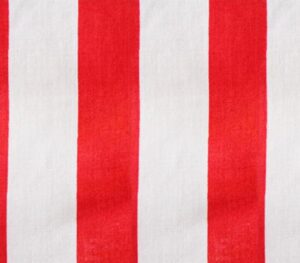 polycotton fabric printed large stripes red white / 60" wide/sold by the yard