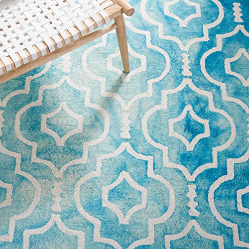 SAFAVIEH Dip Dye Collection 2' x 3' Turquoise/Ivory DDY538D Handmade Moroccan Watercolor Premium Wool Accent Rug