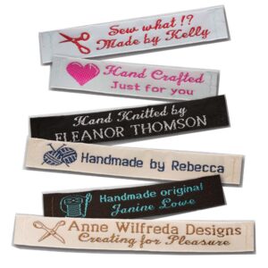 25 personalized 100% woven sewing labels 1/2" wide - made by label weavers