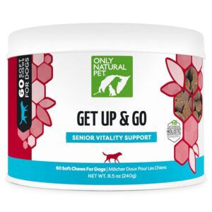 only natural pet get up & go herbal joint support supplement for dogs - holistically formulated with corydalis & turmeric hip & joint daily vitamin for senior dog - bacon flavor - 60 soft chews