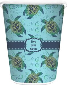 rnk shops personalized sea turtles waste basket - single sided (white)