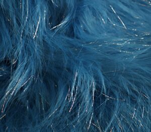 faux fur fabric long pile sparkling tinsel turquoise / 58" wide/sold by the yard