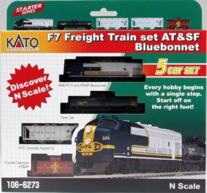 n f7 freight train set santa fe bluebonnet 5-unit set