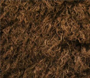 faux fake animal solid fur fabric long pile curly alpaca brown / 60" wide/s...