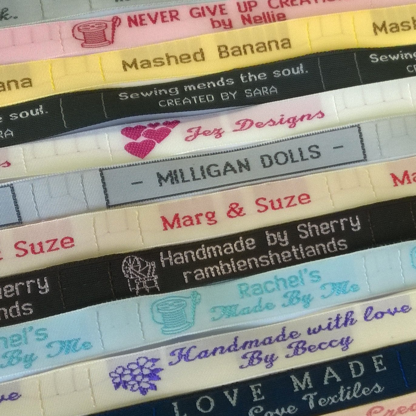 25 Personalized 100% Woven Sewing Labels 1/2" Wide - Made by Label Weavers