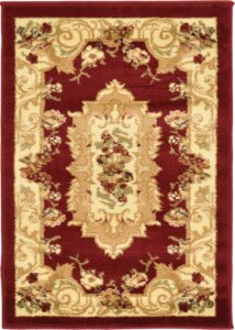 unique loom versailles collection traditional classic floral motif area rug (2' 2 x 3' 0 rectangular, burgundy/ ivory)