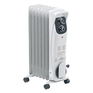 comfort zone oil-filled radiator space heater, radiant, electric, never refill, adjustable thermostat, tip-over switch & overheat protection system, ideal for home, bedroom, & office, 1,500w, cz8008n