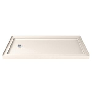 dreamline slimline 32 in. d x 60 in. w x 2 3/4 in. h left drain single threshold shower base in biscuit, dlt-1132601-22