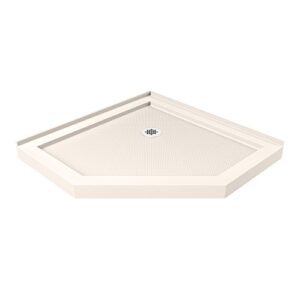 dreamline slimline 42 in. d x 42 in. w x 2 3/4 in. h corner drain neo-angle shower base in biscuit, dlt-2042420-22