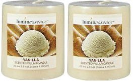 set of 2 luminessence vanilla scented pillar candles by luminessence