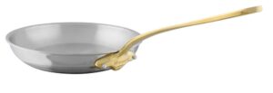 mauviel m'cook b 5-ply polished stainless steel frying pan with brass handle, 11-in, made in france