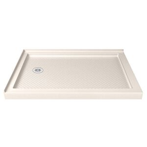 dreamline slimline 36 in. d x 48 in. w x 2 3/4 in. h left drain double threshold shower base in biscuit, dlt-1036481-22