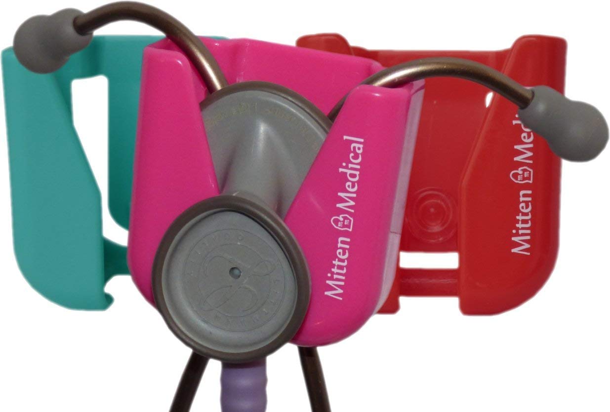 Three Mitten Medical Professional Stethoscope Holders with Scrub-Lock (TM) [One of Each Color]