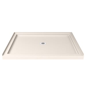 dreamline slimline 34 in. d x 42 in. w x 2 3/4 in. h center drain single threshold shower base in biscuit, dlt-1134420-22