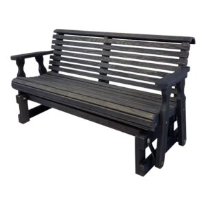 amish heavy duty 800 lb roll back pressure treated porch glider (4 foot, semi-solid black stain)