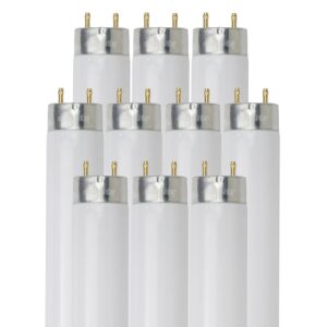 sunlite 30246 f32t8/sp850 4 foot t8 linear fluorescent light bulb, 32 watts, 3050 lumens, medium bi-pin (g13) base, 5000k daylight, high performance, 10 pack