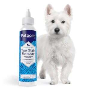 petpost | tear stain remover for dogs - best natural eye treatment for white fur - soothing coconut oil - maltese, shih tzu, chihuahua angels approved - chemical and bleach free - 8 oz.