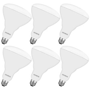 luxrite br40 led light bulbs, 85w equivalent, 3500k natural white, dimmable, 1100 lumens, led flood light bulb, 13w, e26 medium base, indoor/outdoor - perfect for office and recessed lighting (6 pack)