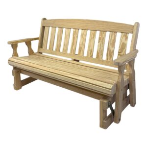 amish casual heavy duty 800 lb mission pressure treated porch glider (4 foot, unfinished)