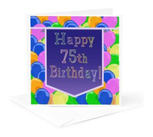 balloons with purple banner happy 75th birthday - greeting card, 6 x 6 inches, single (gc_174847_5)