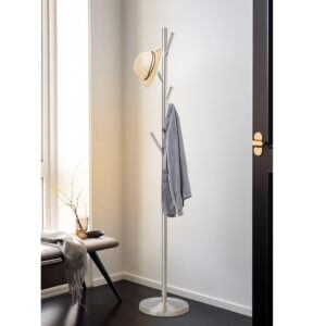 Kira Home Addison 68" Free Standing Metal Coat Rack/Stand, Satin Steel Finish